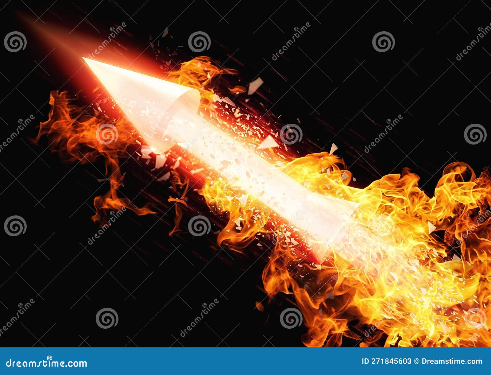 3d Rendering Burning Flame Rocket Missile Fired Stock Illustration ...