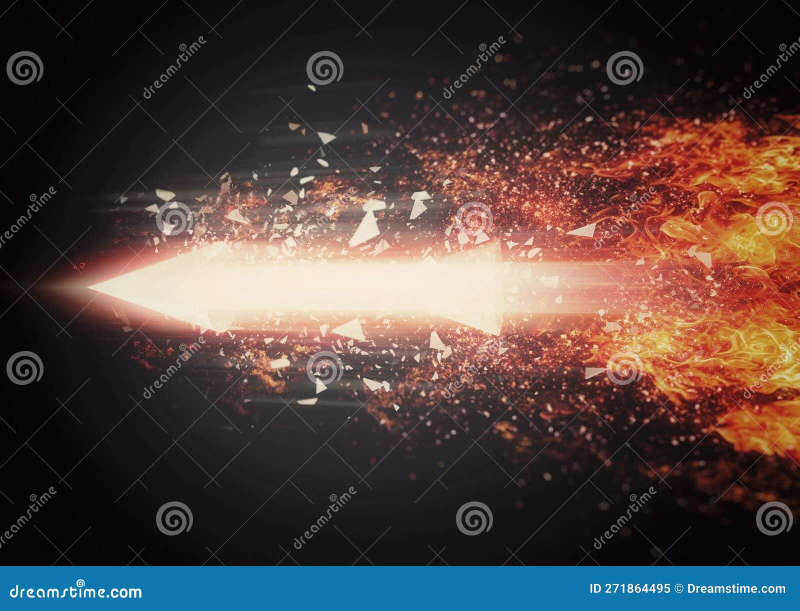 3d Rendering Burning Flame Rocket Missile Fired Stock Illustration ...