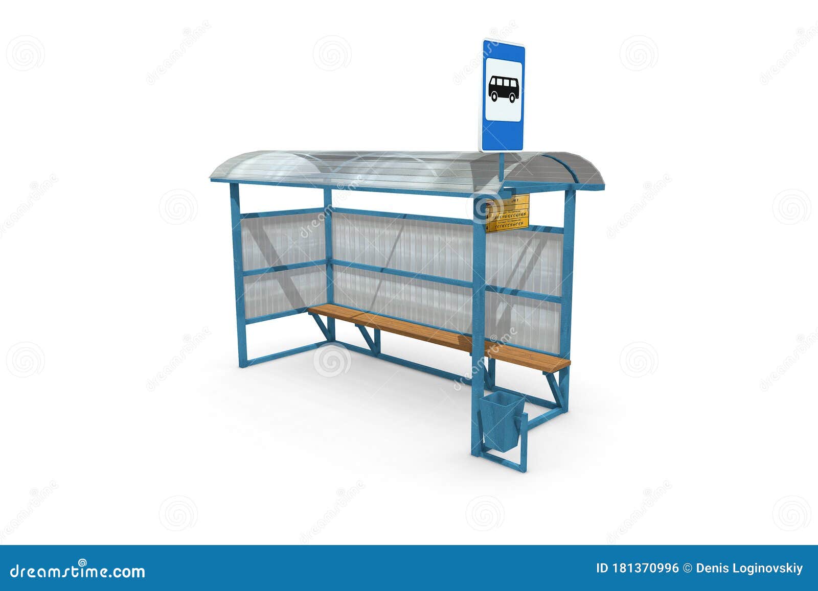 3D Rendering of a Bus Stop on a White Background Stock Illustration ...