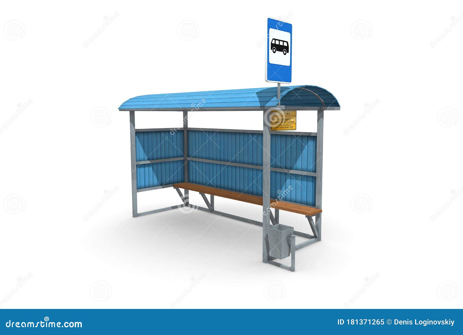 3D Rendering of a Bus Stop on a White Background Stock Illustration ...