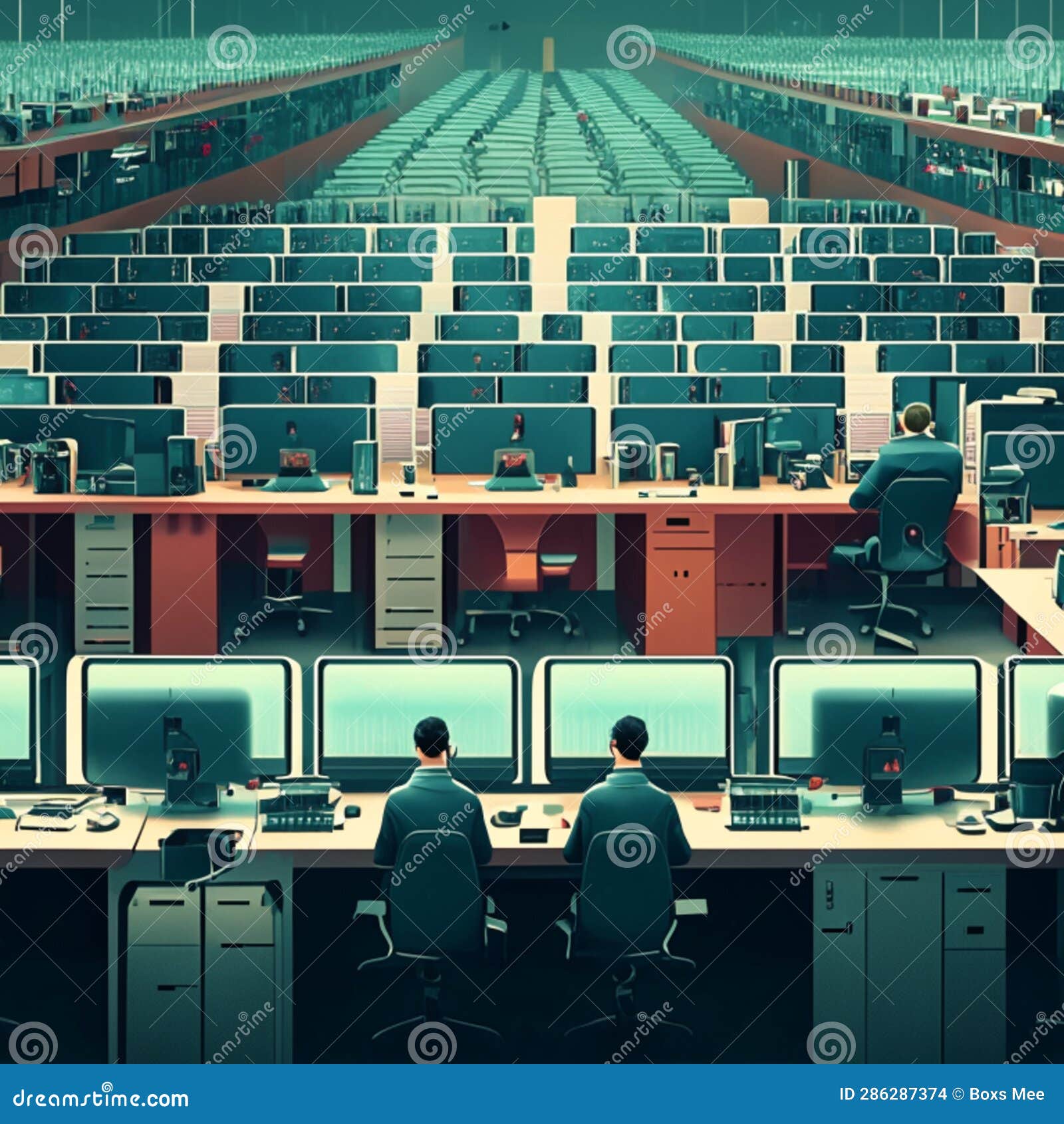 3D Rendering of Business People Working in Modern Office. Teamwork ...