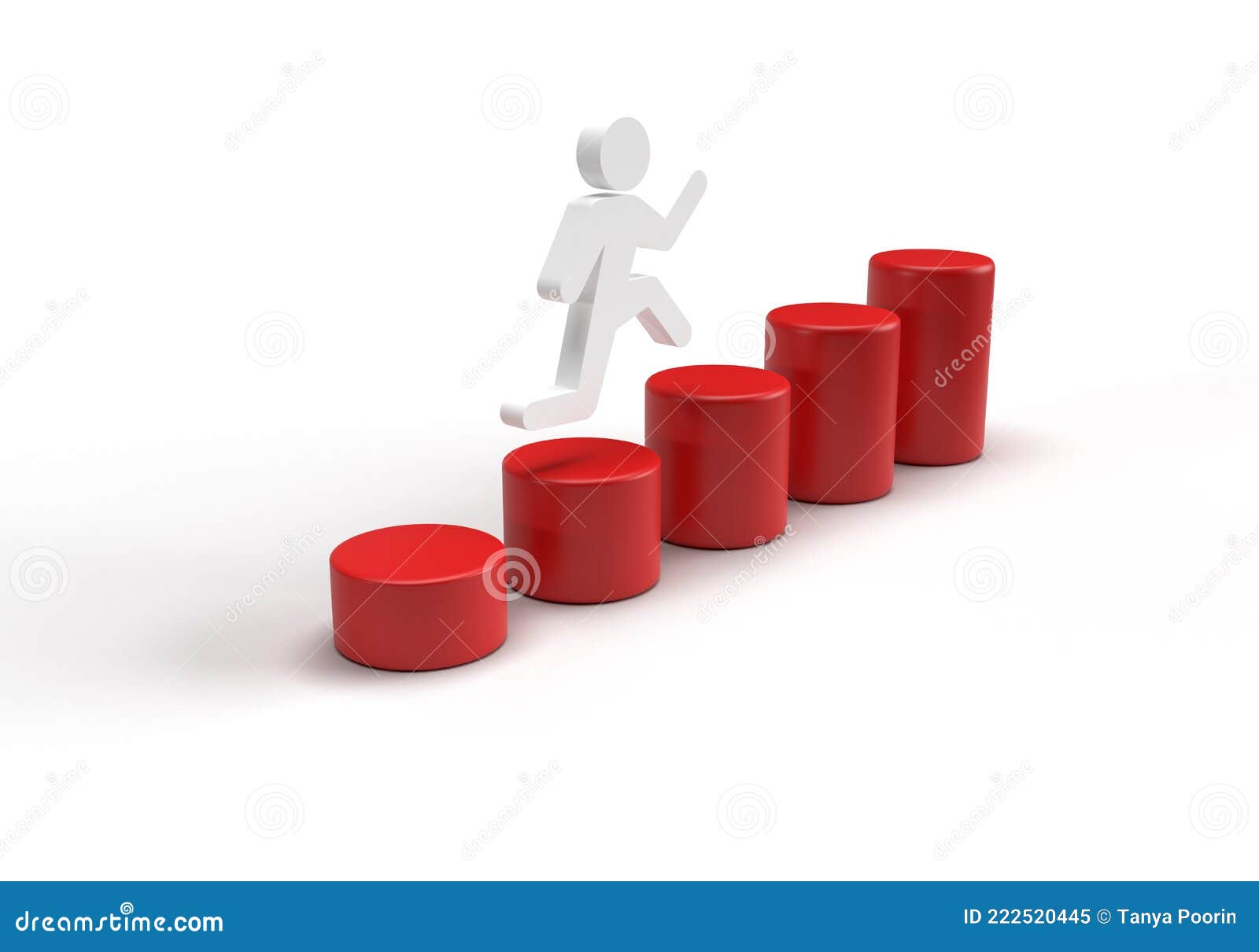 3d Rendering of Businessman Run Up on Red Graph. Stock Illustration ...