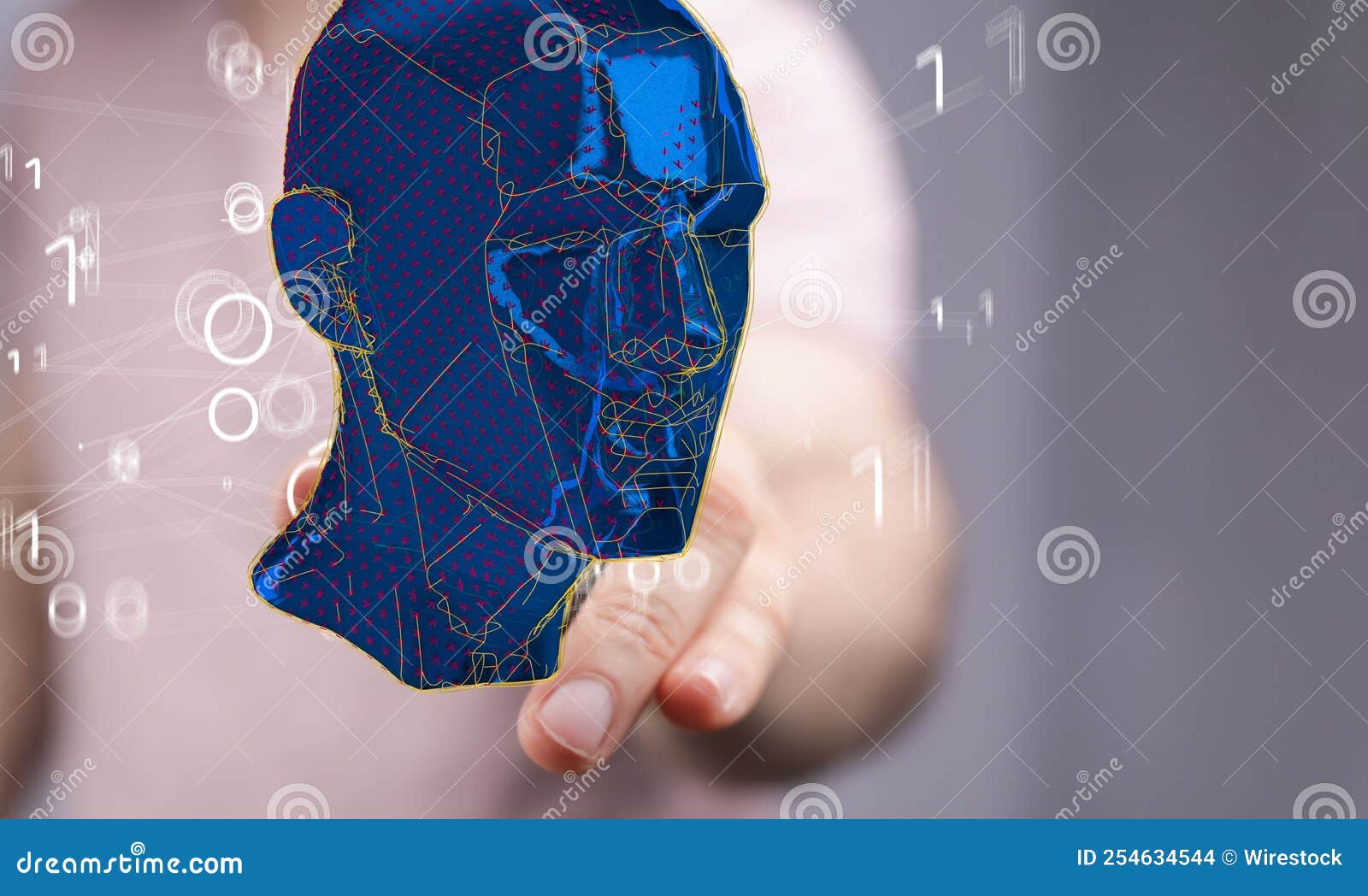 3D Rendering of a Businessman S Hand Tapping on a Digital Artificial ...
