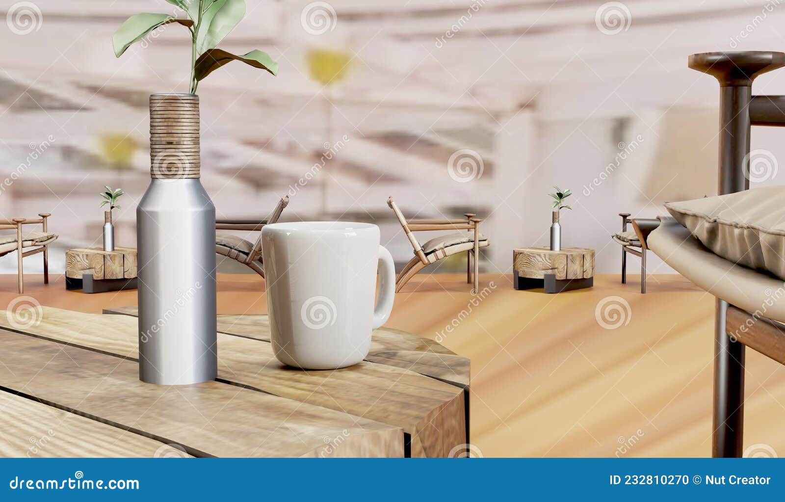 3D Rendering Cafe Atmosphere Side View Stock Illustration ...