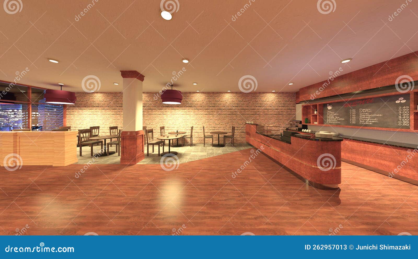 3D Rendering of the Cafe with Night View Stock Illustration ...