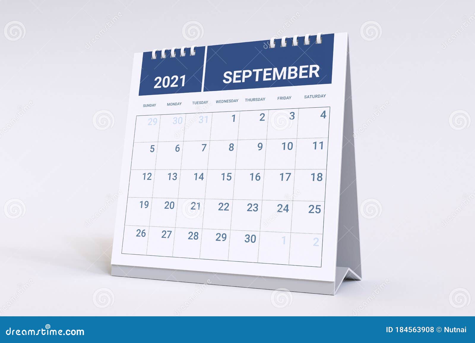 3D Rendering - Calendar for September 2021 Stock Illustration ...