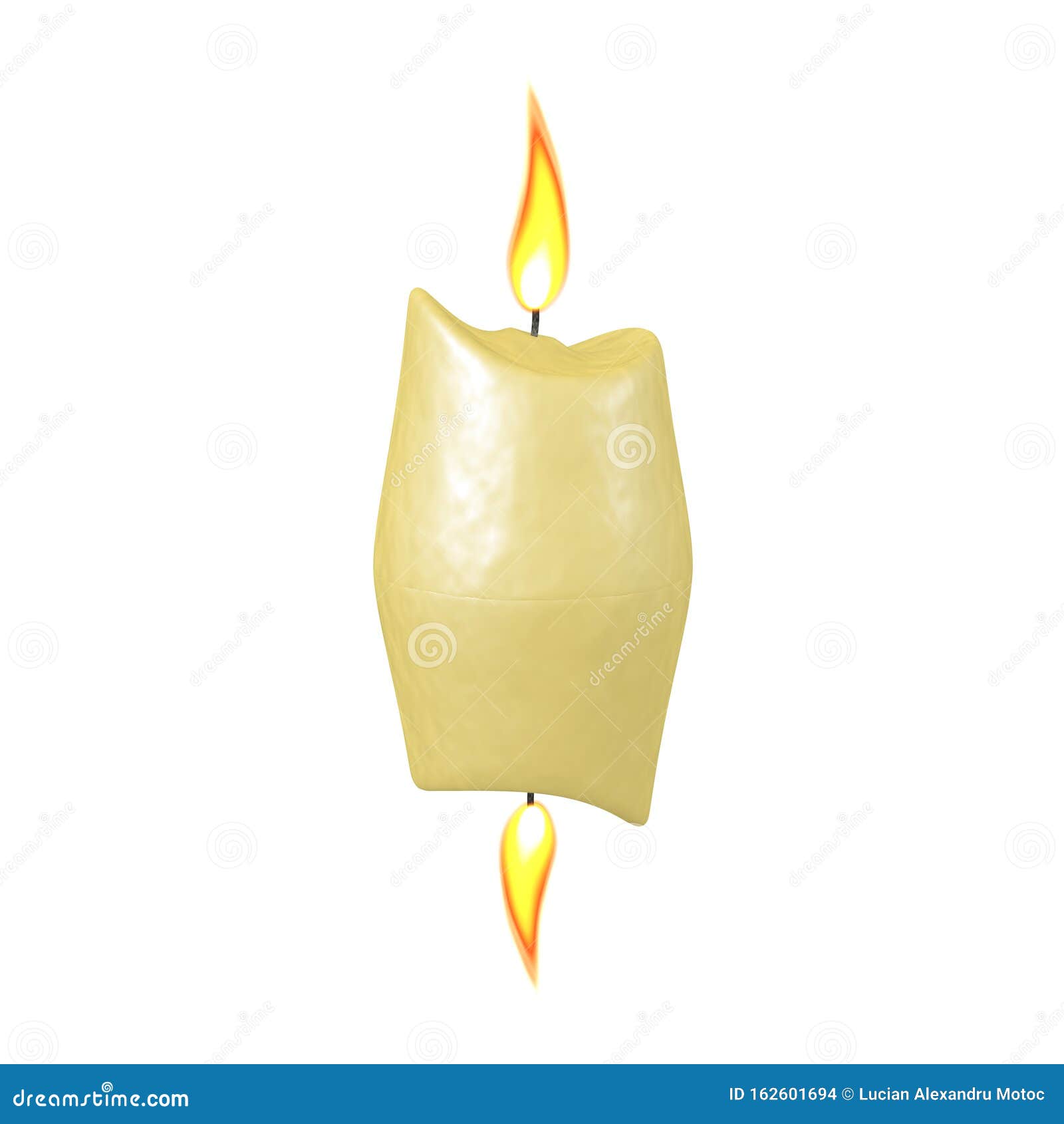 3D Rendering of Candle Being Burned at Both Ends Stock Illustration ...