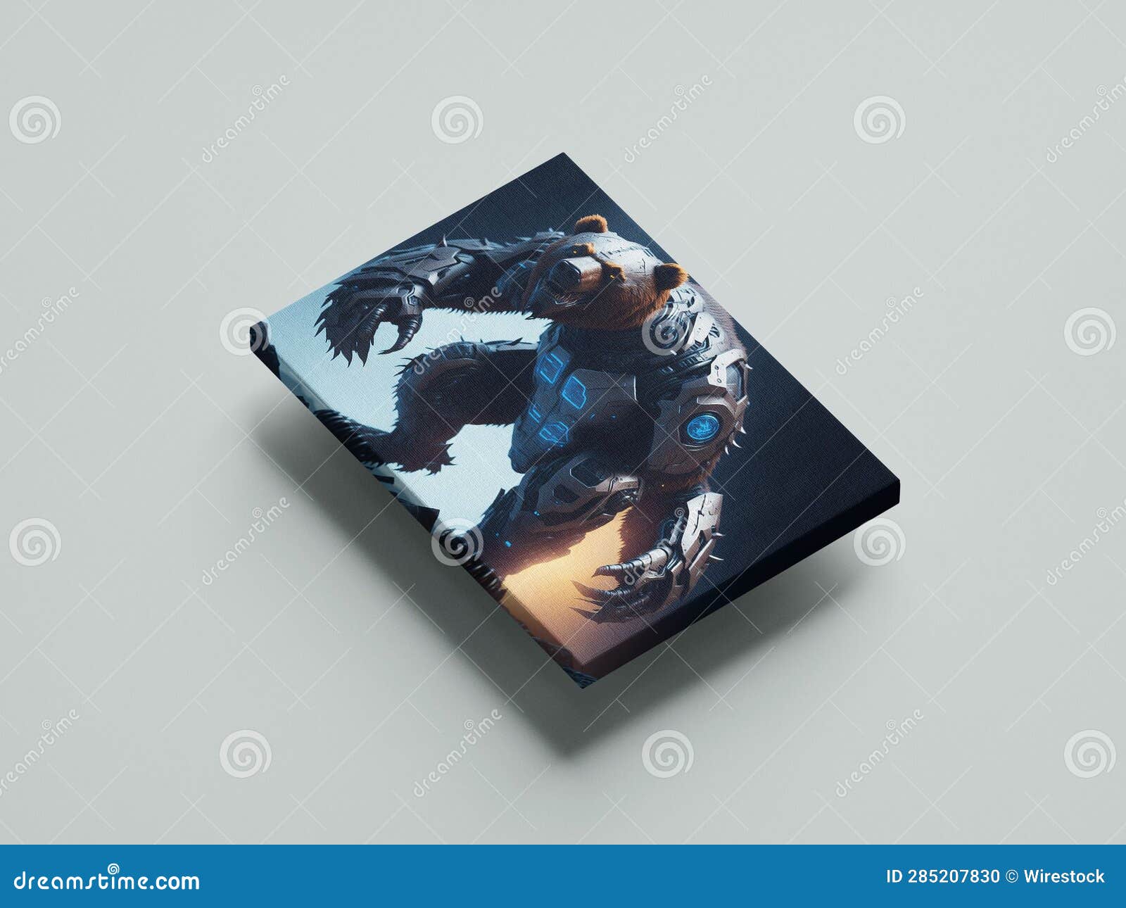 3D Rendering of a Canvas with a Cyborg Bear Painted on it Stock ...