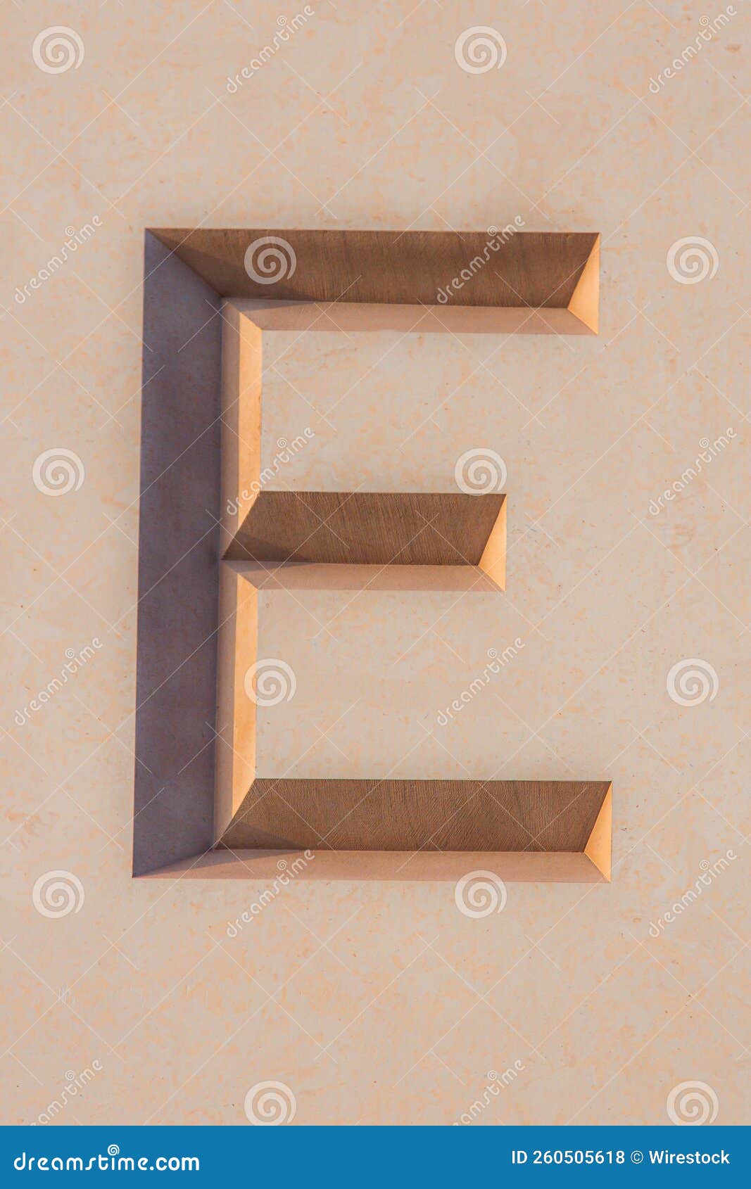 3D Rendering of the Capital Letter E with a Wooden Texture Isolated on ...