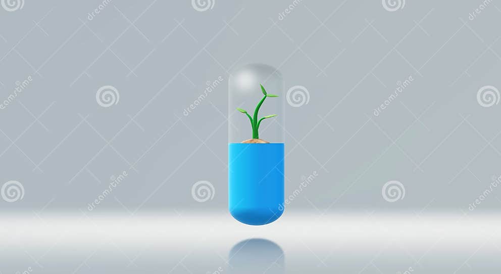 3d Rendering Capsule Tree Sapling for Medicine Content Stock ...