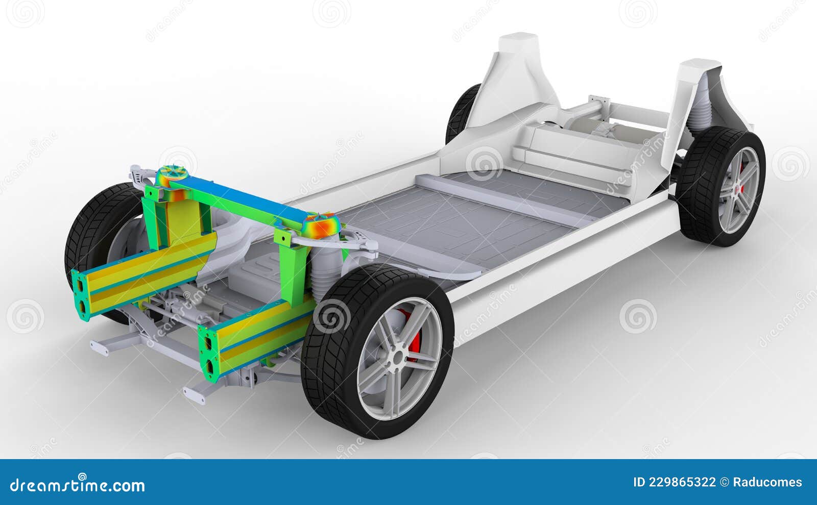 3D Rendering - Car Chassis Frame Structure Analysis Stock Illustration ...