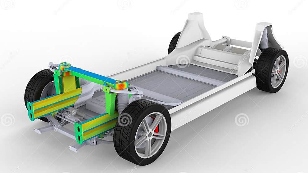 3D Rendering - Car Chassis Frame Structure Analysis Stock Illustration ...
