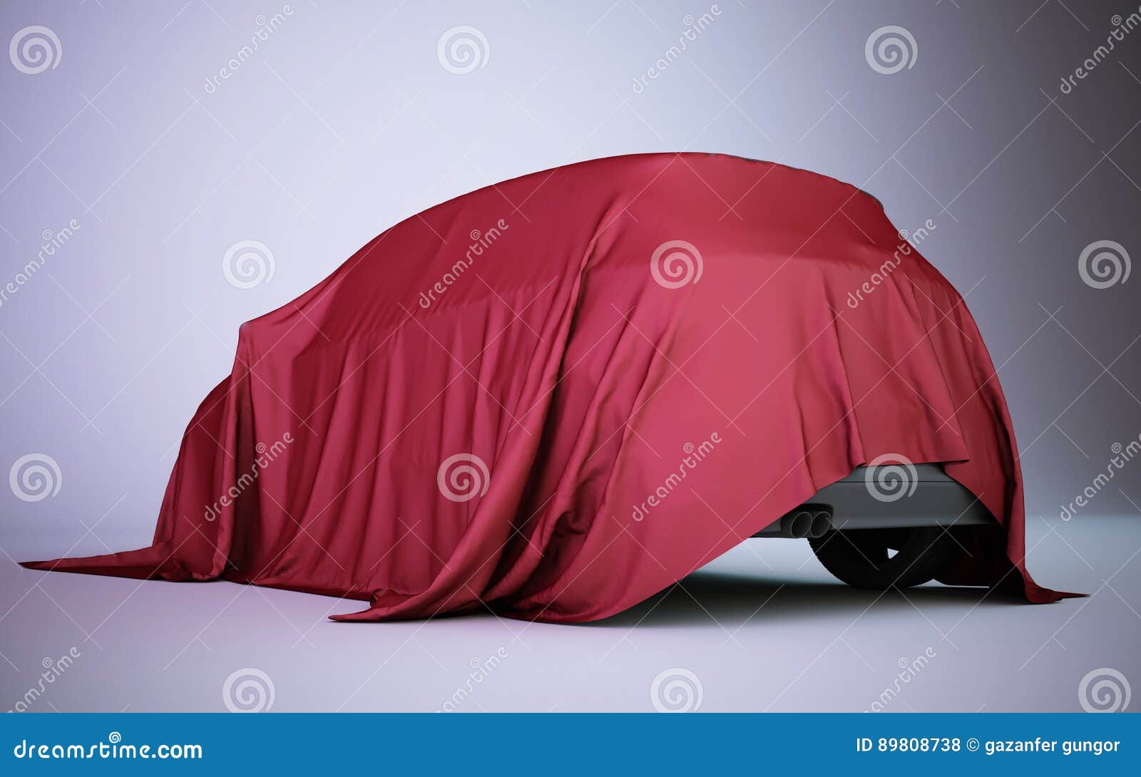 3d Rendering Car Covered with Red Velvet Stock Illustration ...