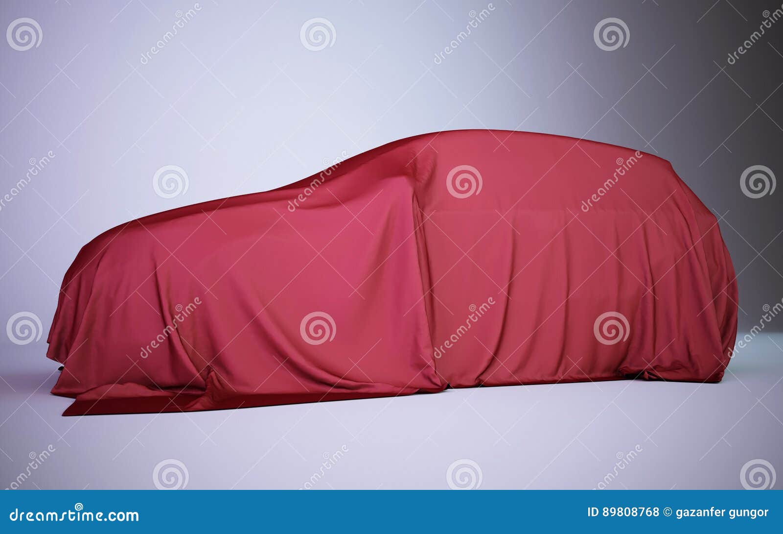 3d Rendering Car Covered with Red Velvet Stock Illustration ...