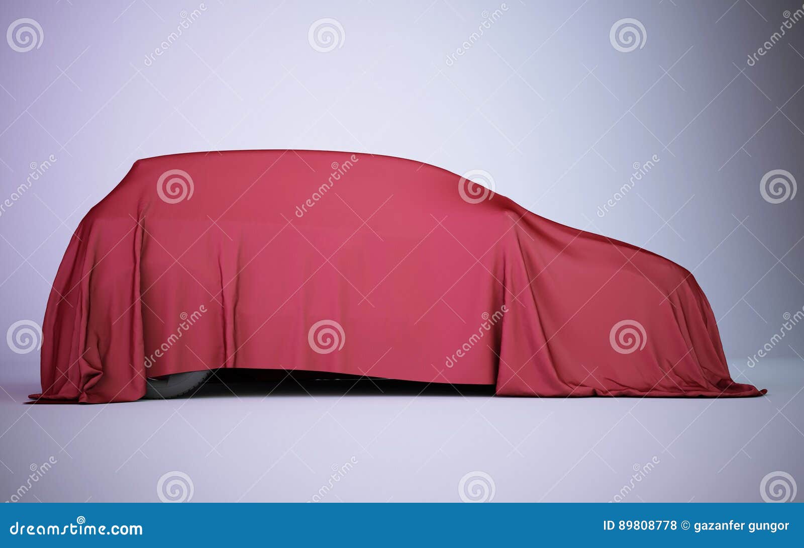 3d Rendering Car Covered with Red Velvet Stock Illustration ...
