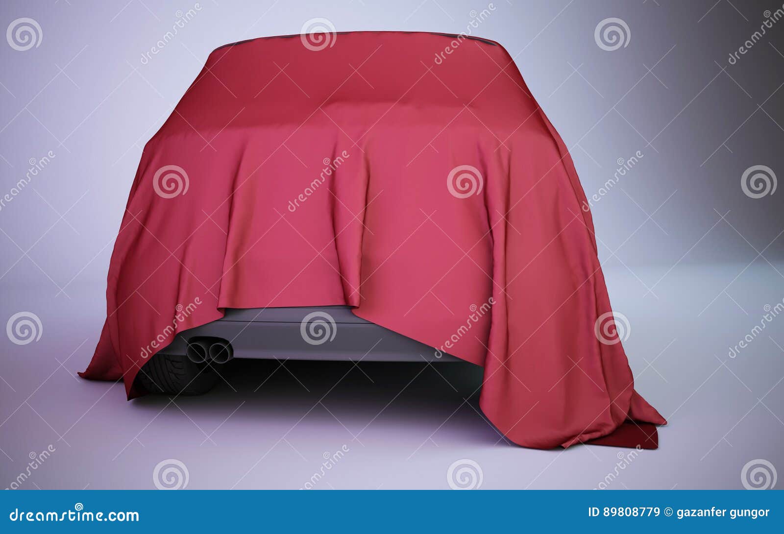 3d Rendering Car Covered with Red Velvet Stock Illustration ...