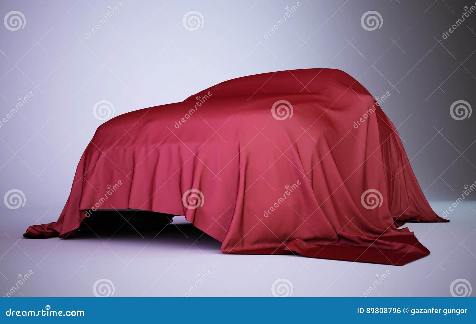 3d Rendering Car Covered with Red Velvet Stock Illustration ...