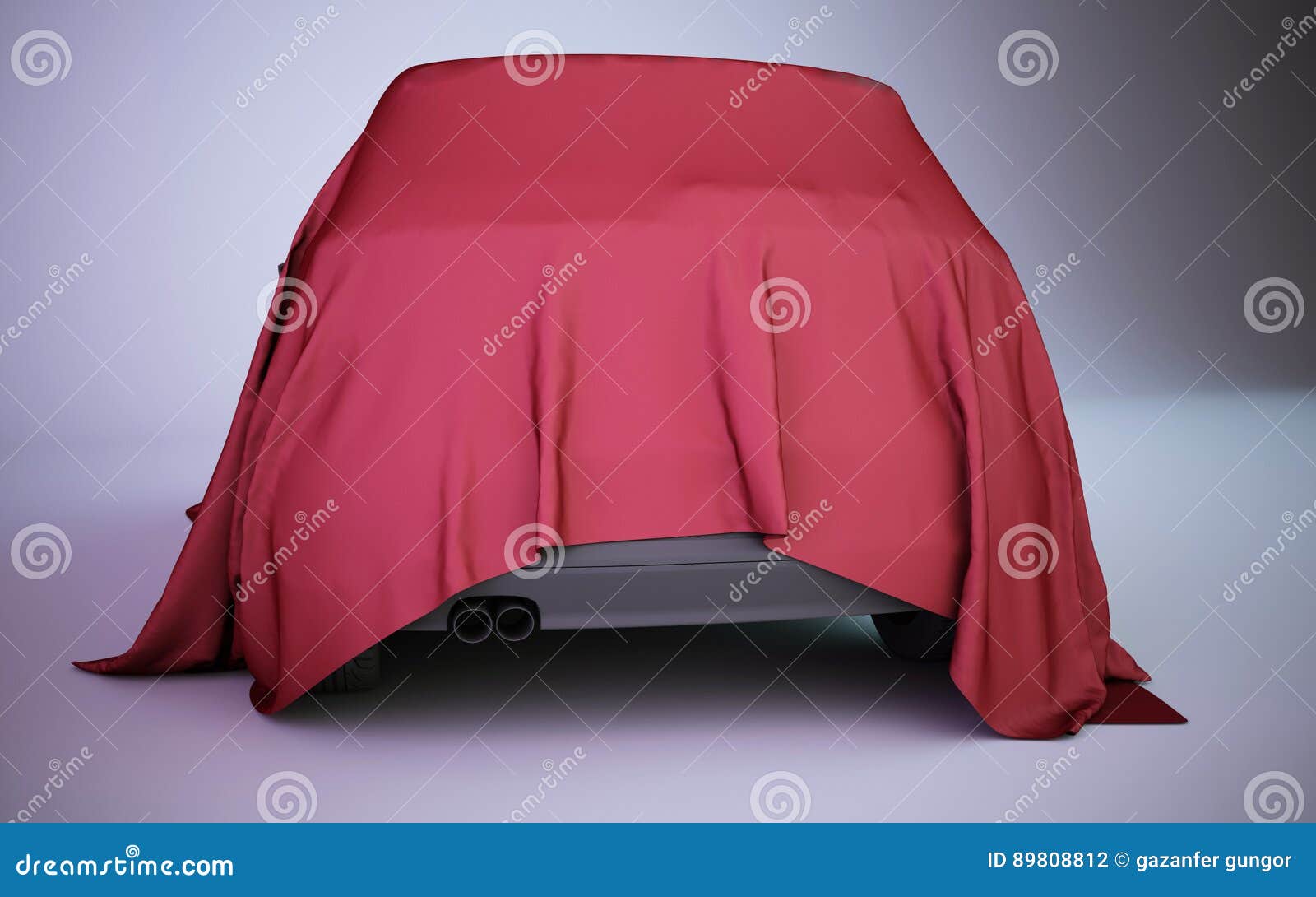 3d Rendering Car Covered with Red Velvet Stock Illustration ...