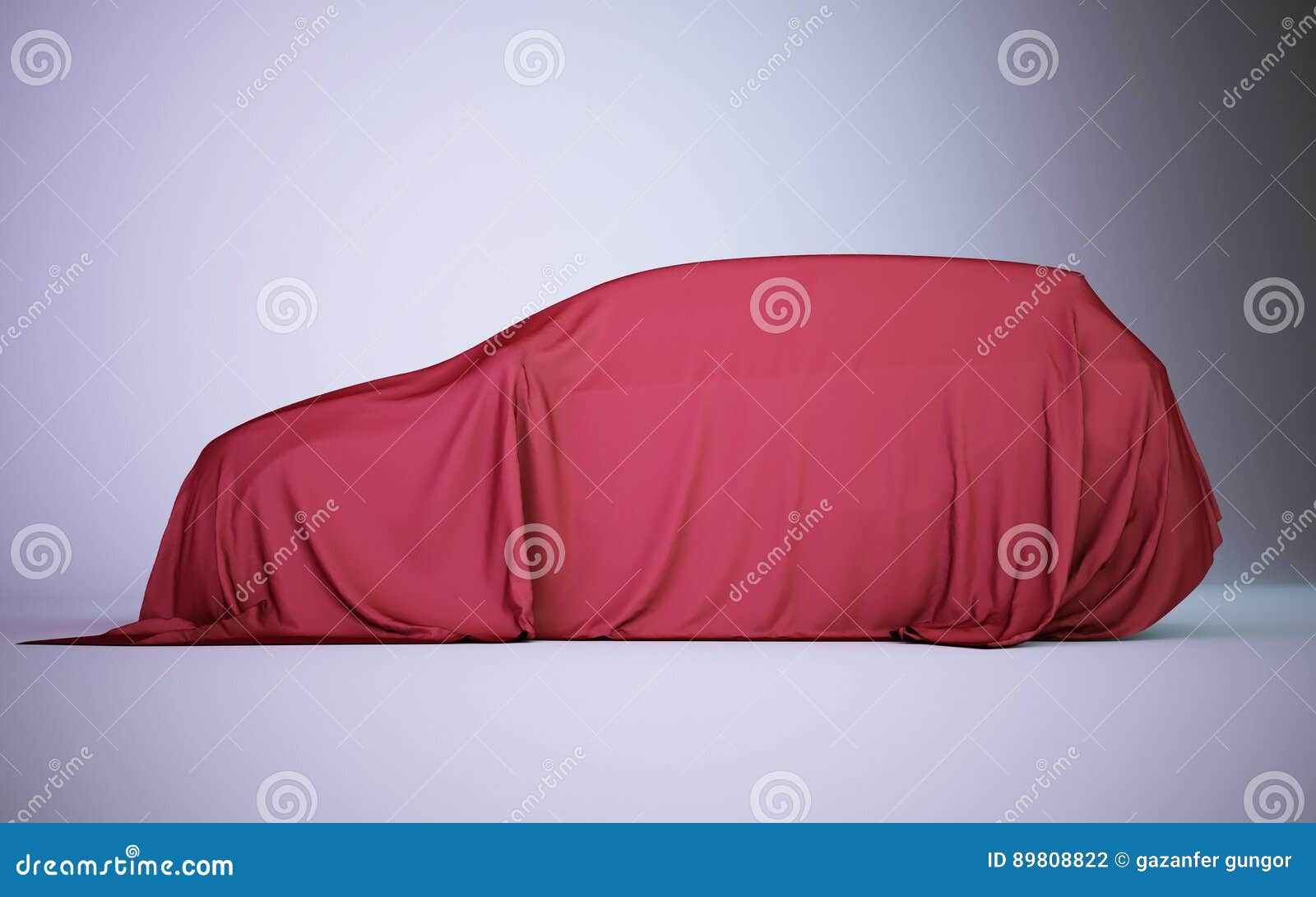 3d Rendering Car Covered with Red Velvet Stock Illustration ...