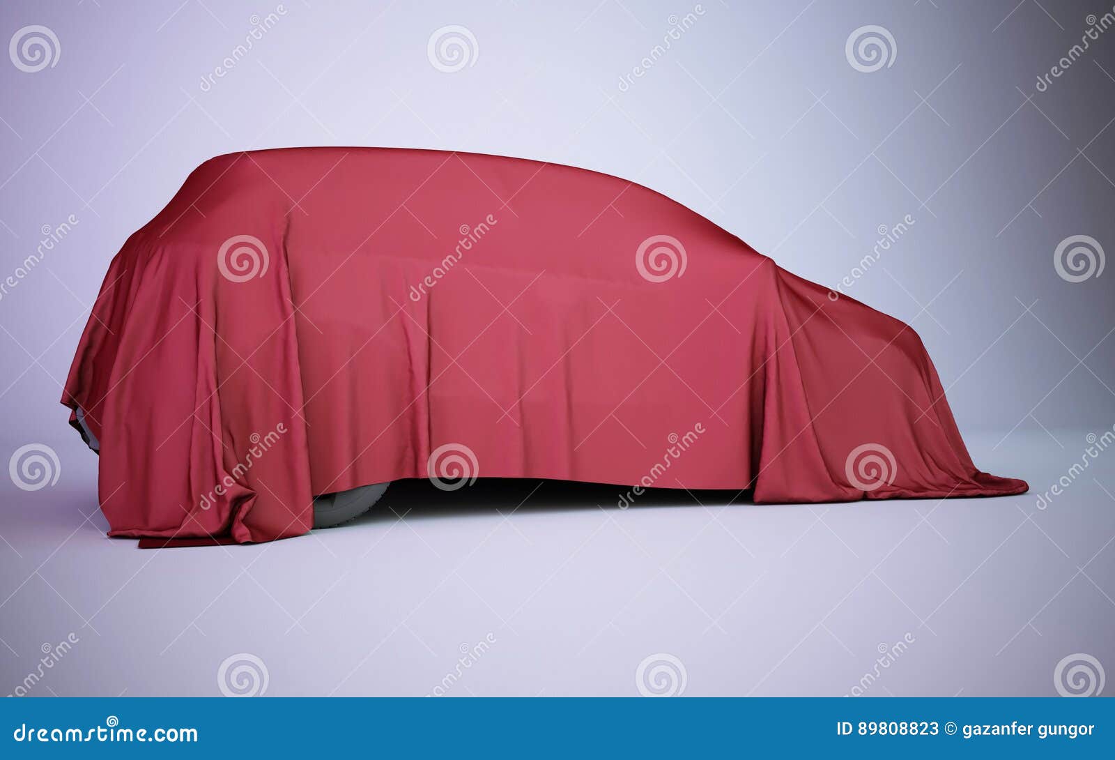 3d Rendering Car Covered with Red Velvet Stock Illustration ...