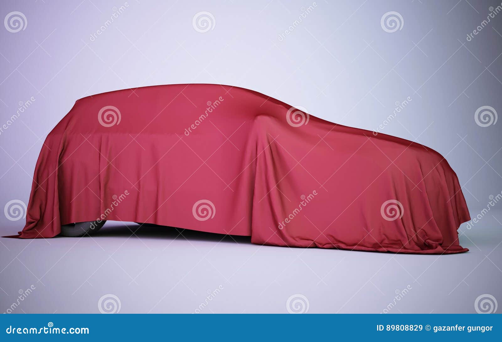 3d Rendering Car Covered with Red Velvet Stock Illustration ...