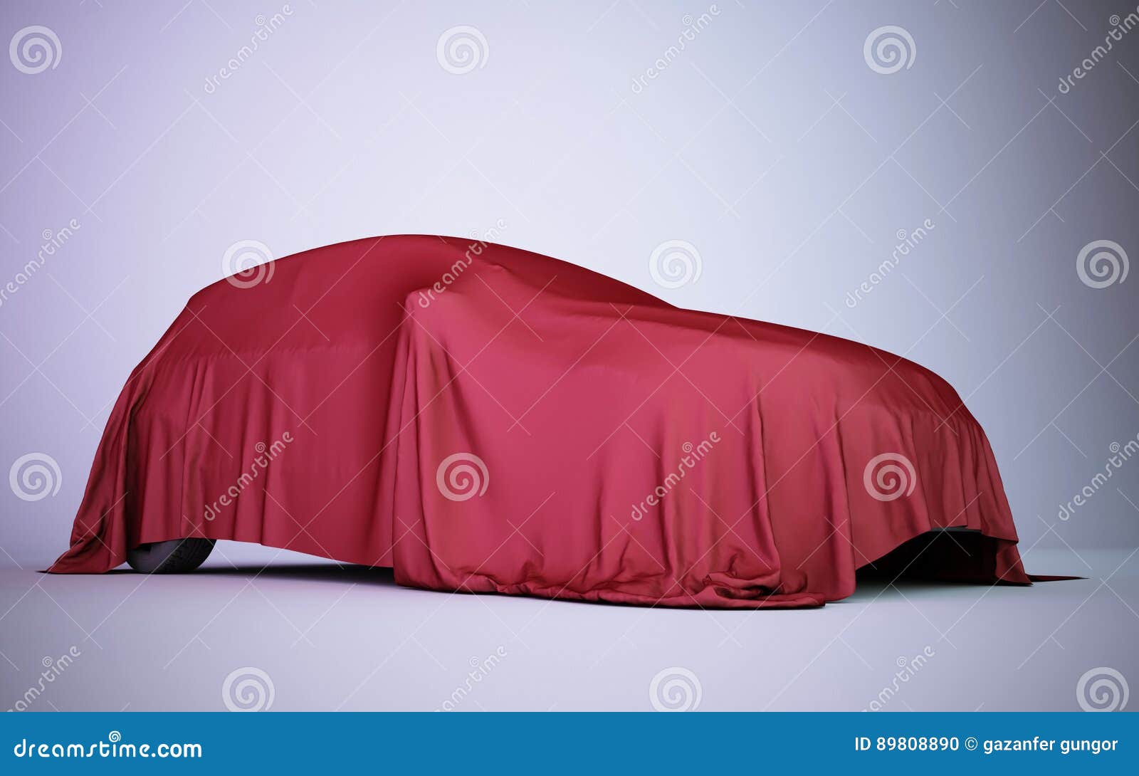 3d Rendering Car Covered with Red Velvet Stock Illustration ...