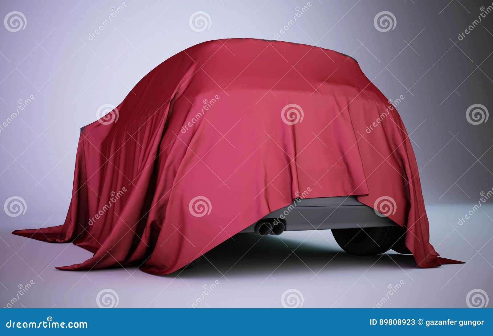 3d Rendering Car Covered with Red Velvet Stock Illustration ...