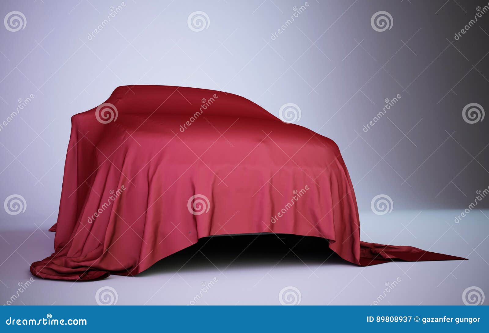 3d Rendering Car Covered with Red Velvet Stock Illustration ...