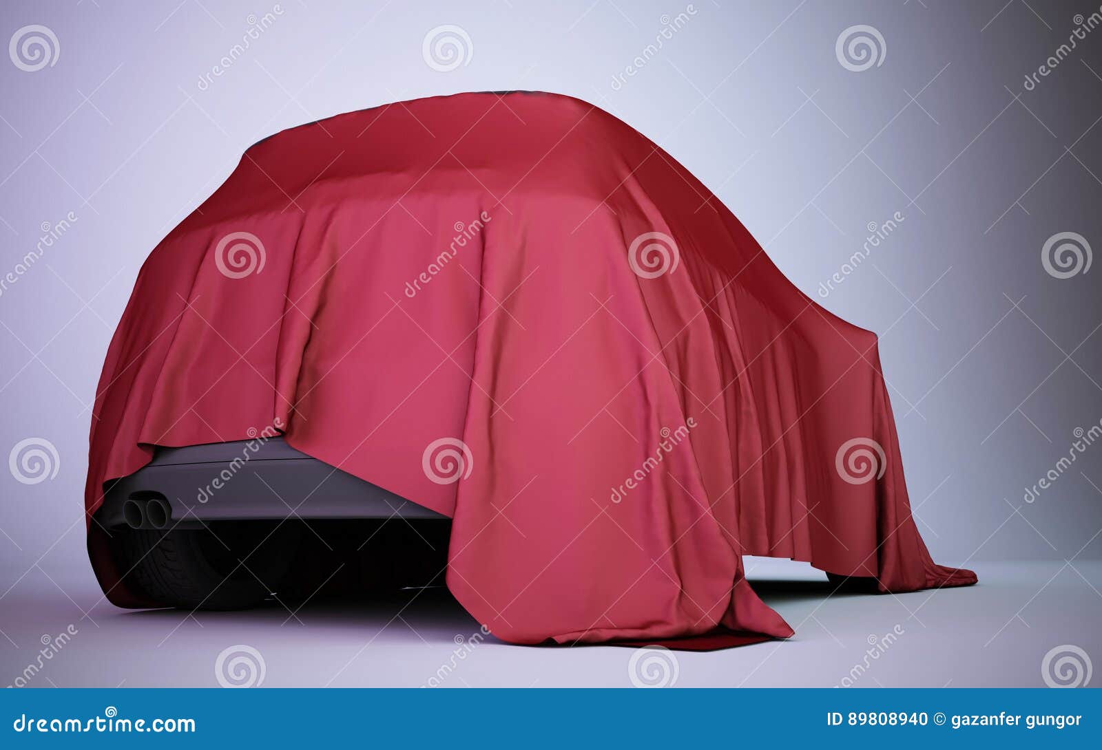 3d Rendering Car Covered with Red Velvet Stock Illustration ...