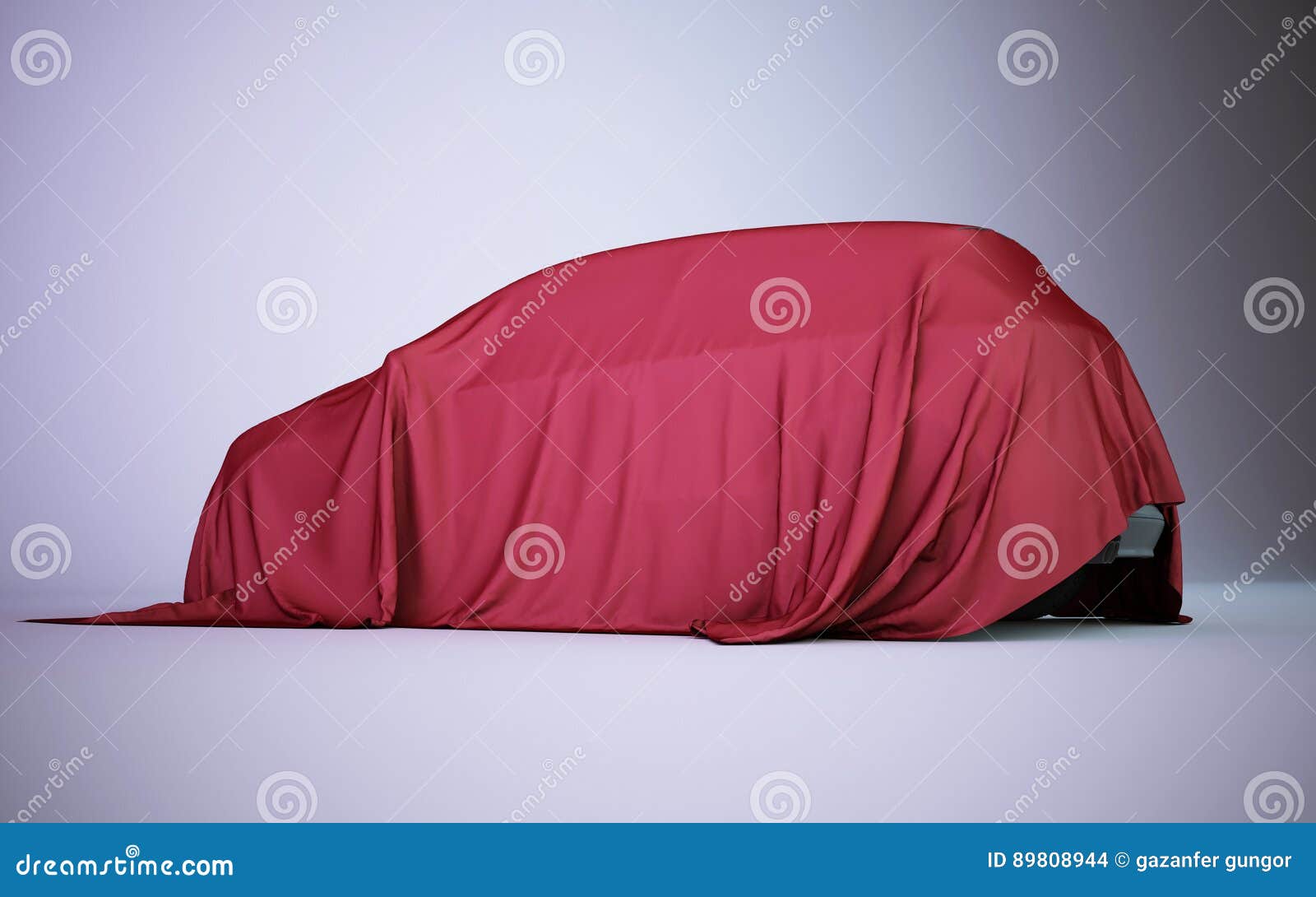 3d Rendering Car Covered with Red Velvet Stock Illustration ...