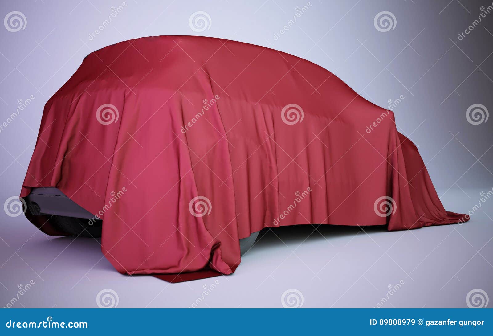 3d Rendering Car Covered with Red Velvet Stock Illustration ...