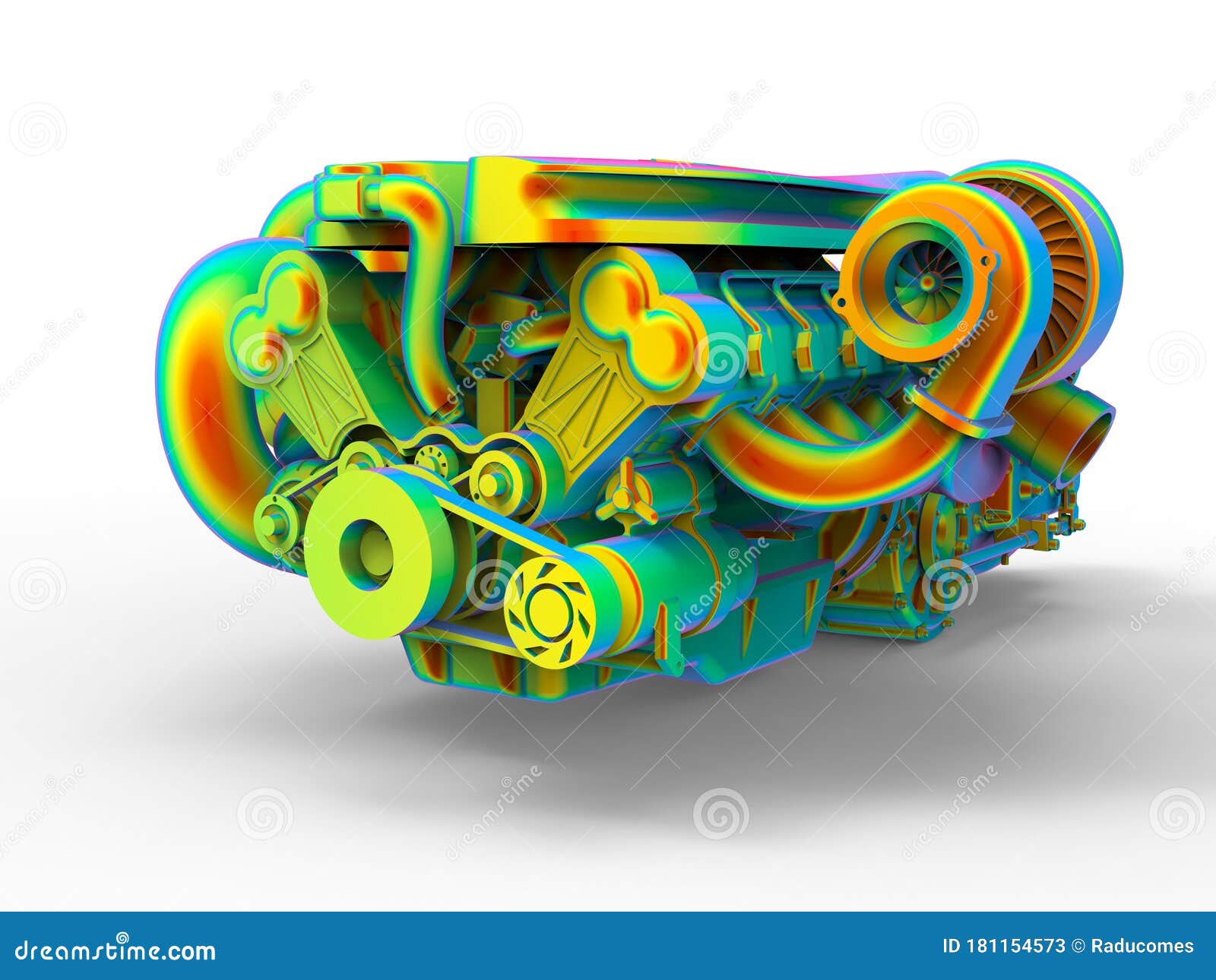 3D Rendering - Car Engine Structural Element Analysis Stock ...