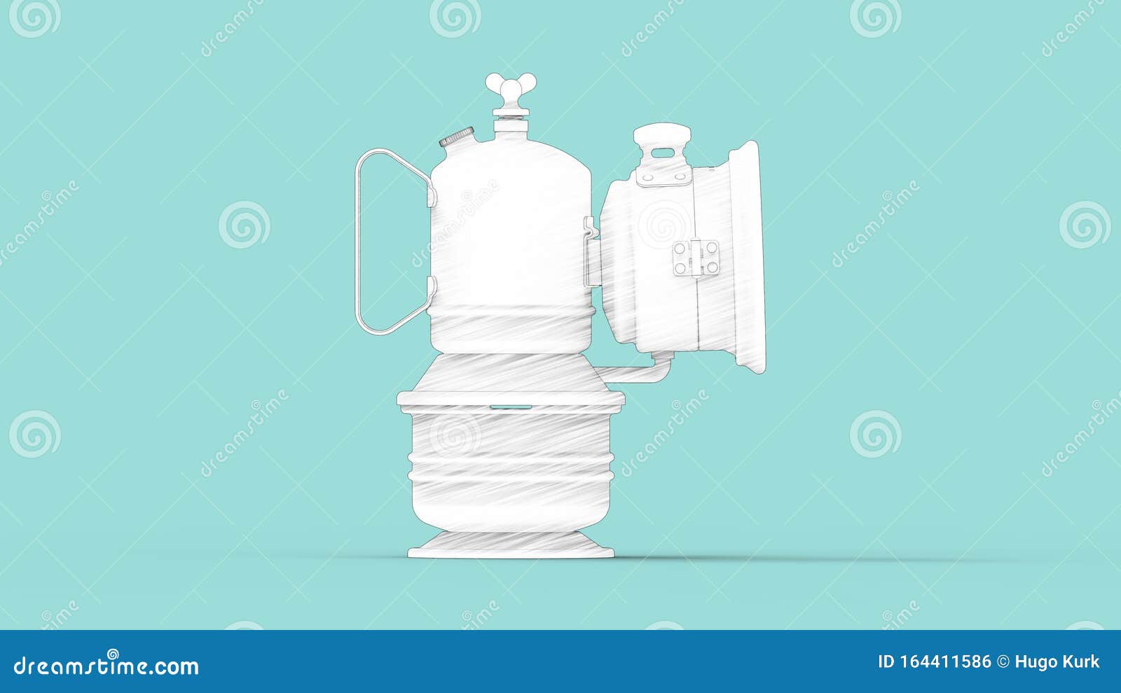 3d Rendering Of A Carbide Lamp Isolated In A Colored Studio Background ...