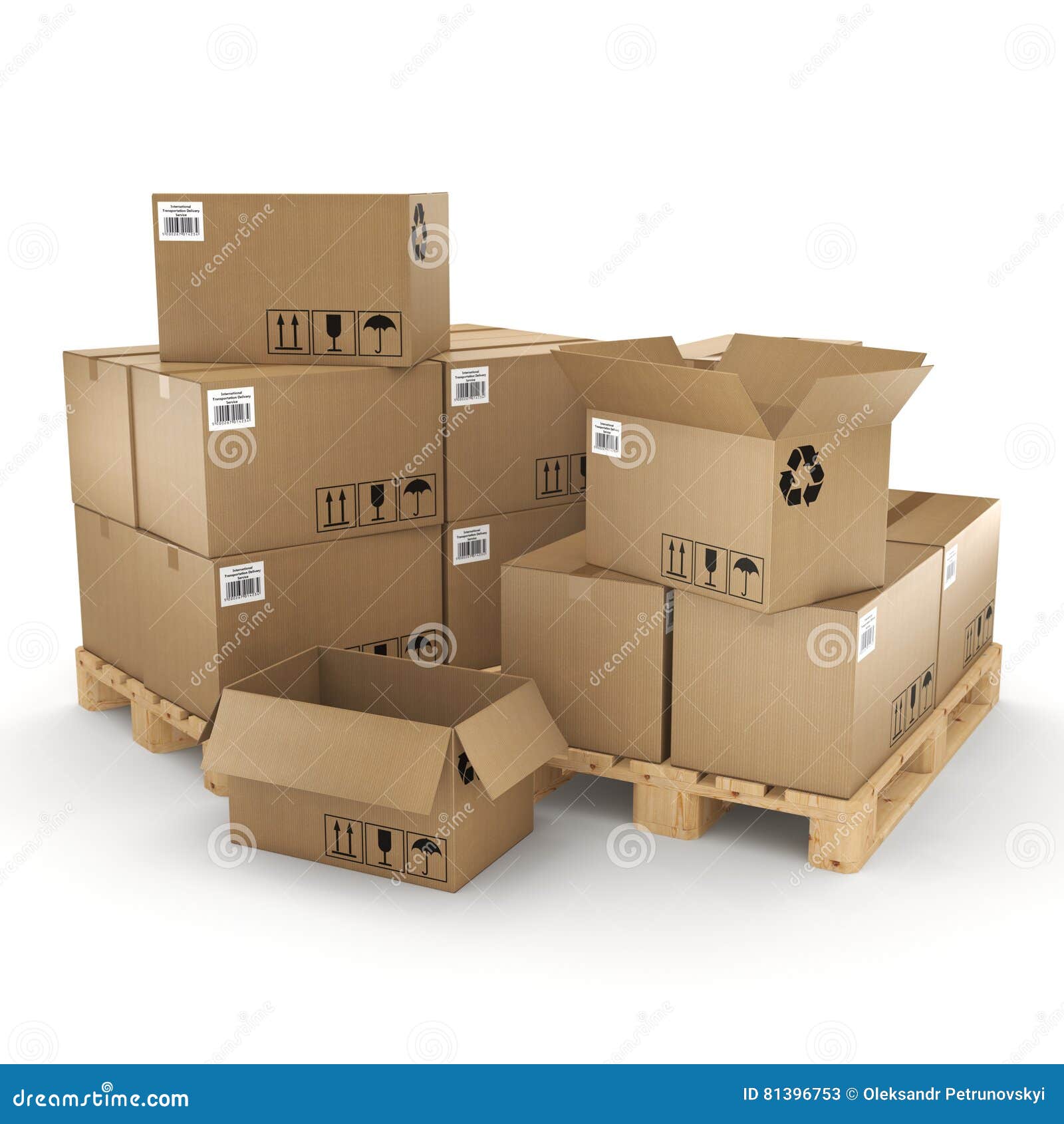 3D rendering cardboard box stock illustration. Illustration of receive ...
