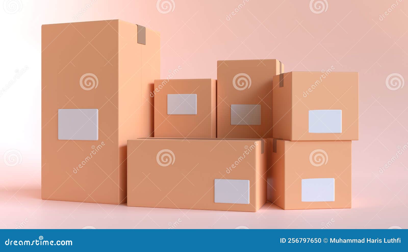 3D Rendering Cardboard Box or Delivery Package. 3D Illustration ...