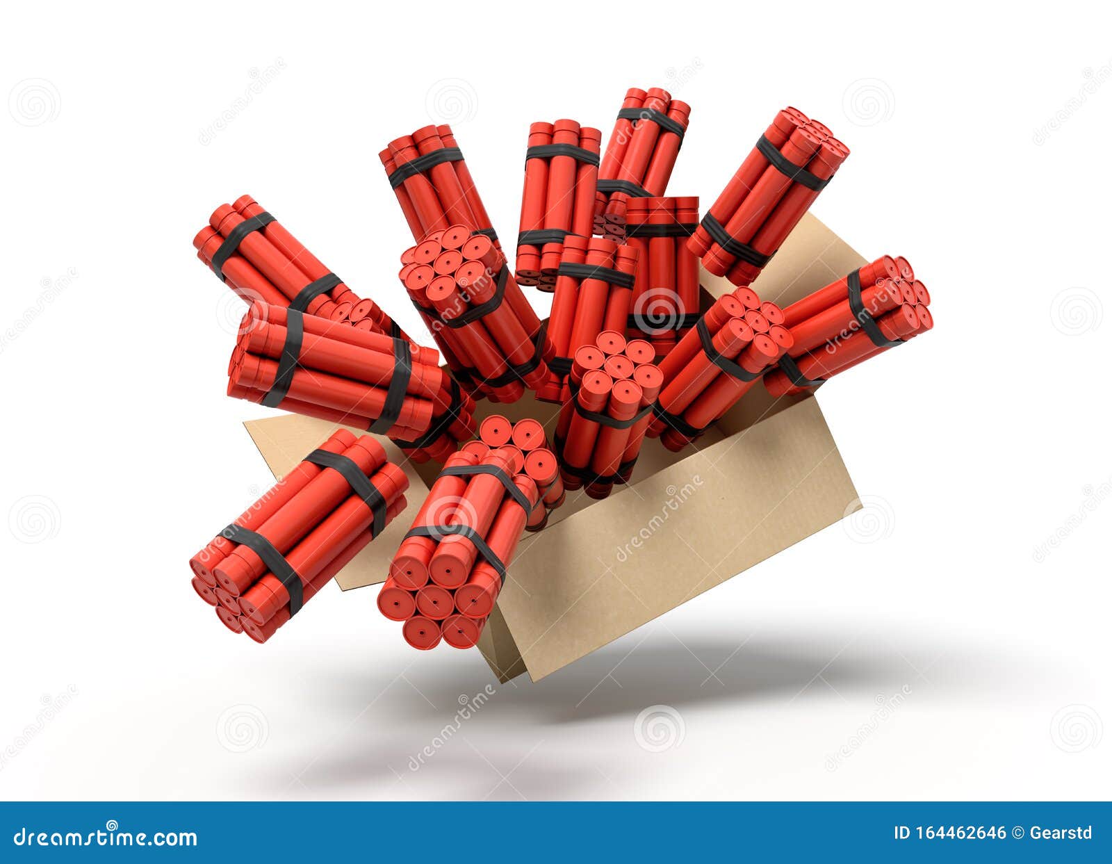 3d Rendering Of Cardboard Box Full Of Dynamite Standing On Sounding ...