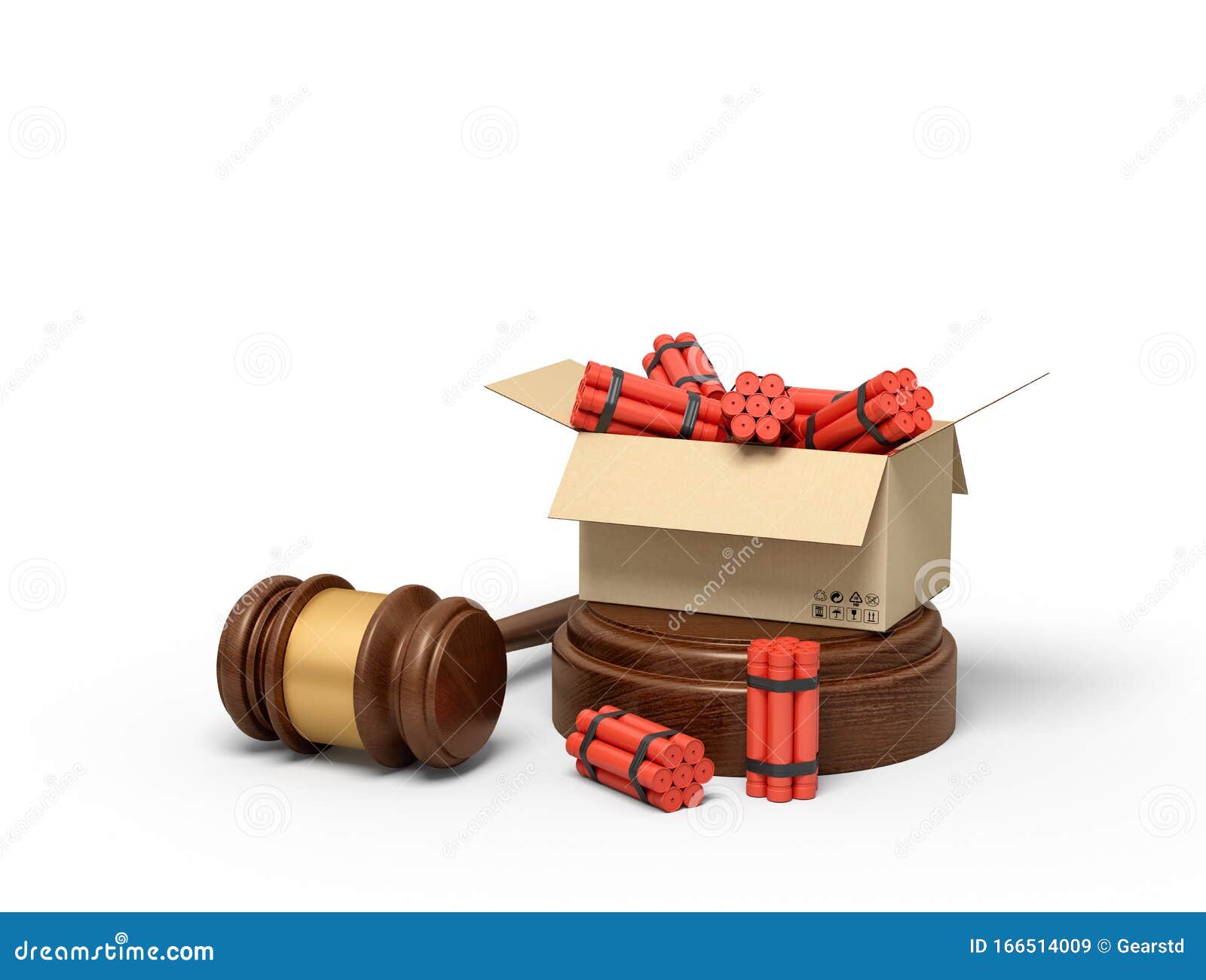 3d Rendering Of Cardboard Box Full Of Dynamite Standing On Sounding ...