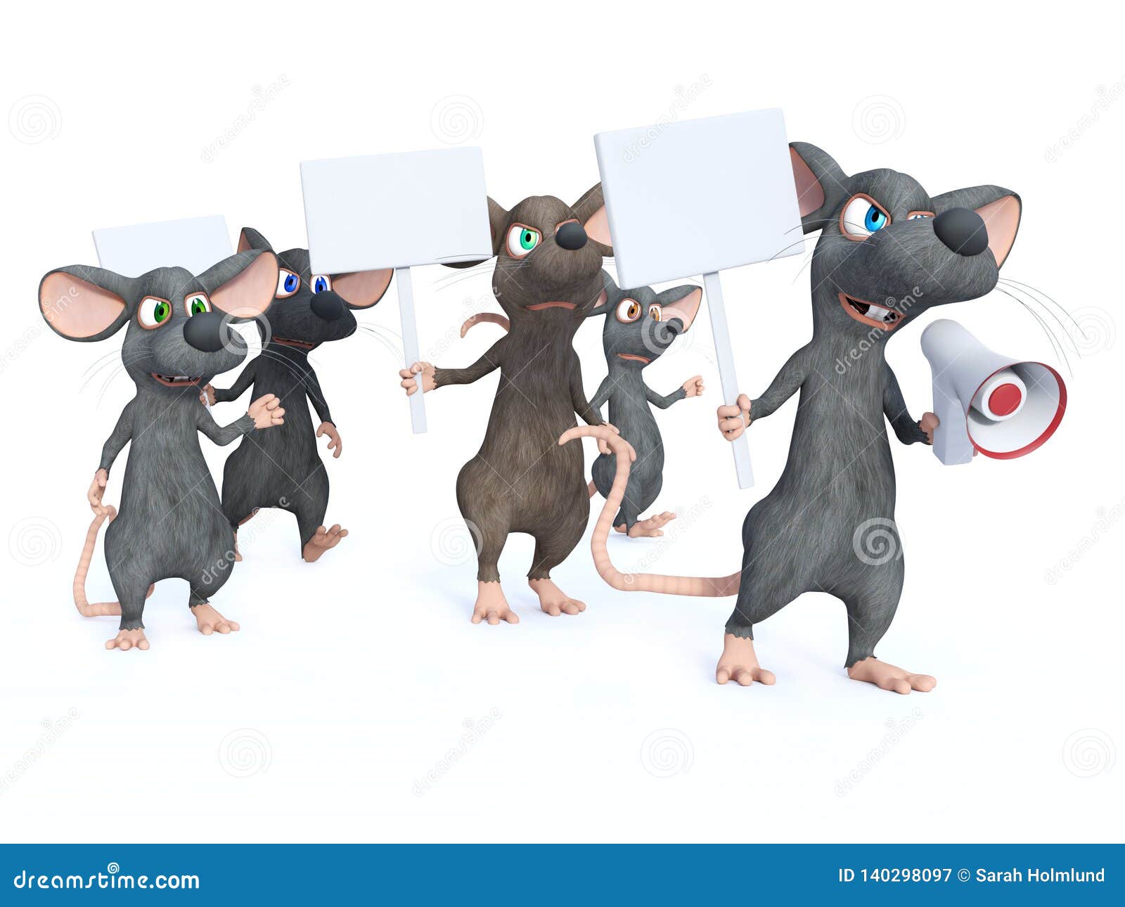 3D Rendering of Cartoon Mice on Strike Stock Illustration ...