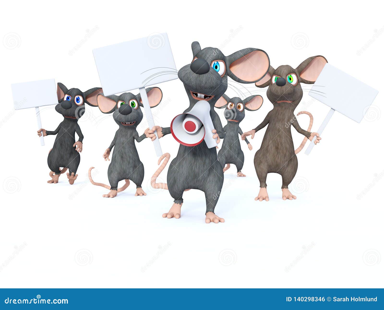 3D Rendering of Cartoon Mice on Strike Stock Illustration ...