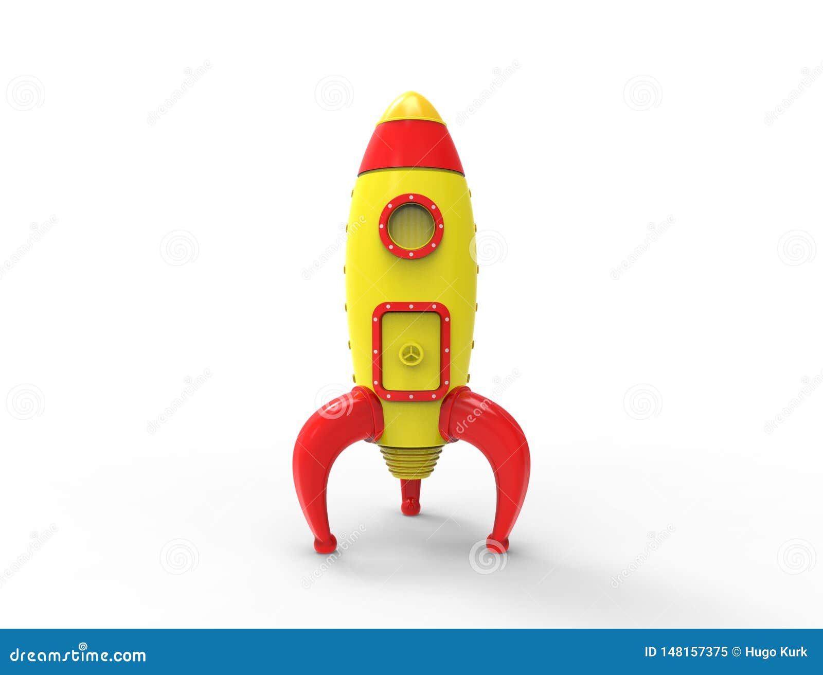 3D Rendering of Cartoon Toy Rocket Ioslated on White Background Stock ...