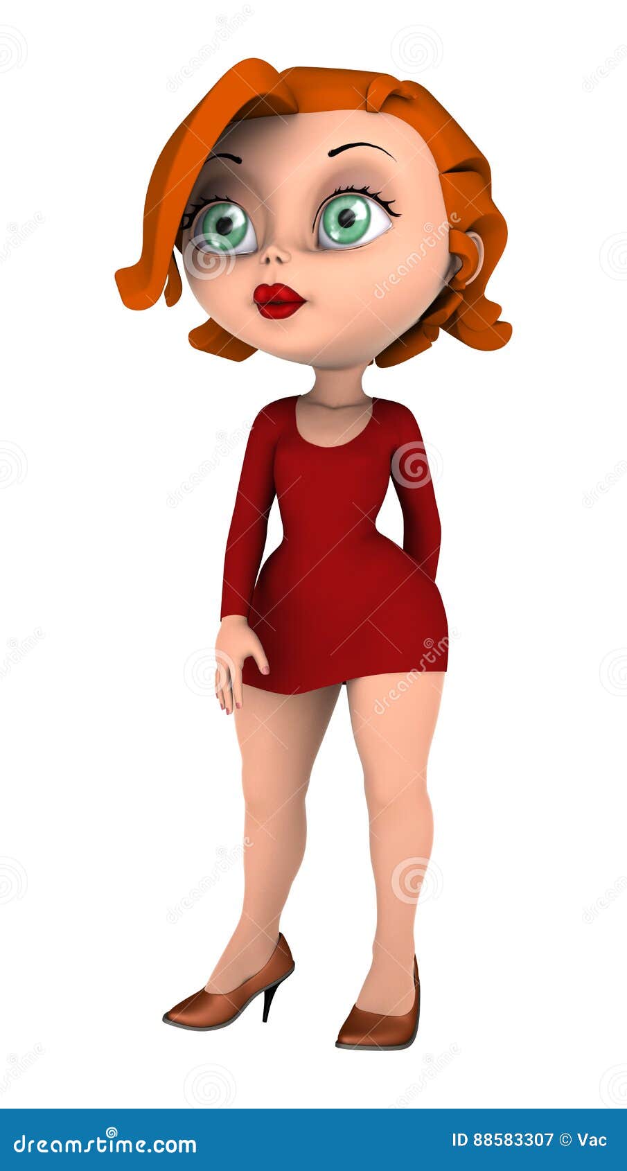 3D Rendering Cartoon Woman on White Stock Illustration - Illustration ...