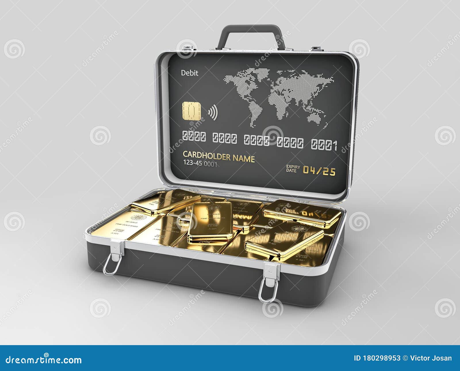 3d Rendering of Case Full of Gold Bars, Clipping Path Included Stock ...