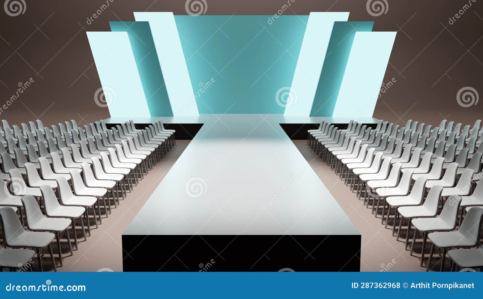 3d Rendering of Catwalk Fashion Empty Runway with Modern Pattern ...