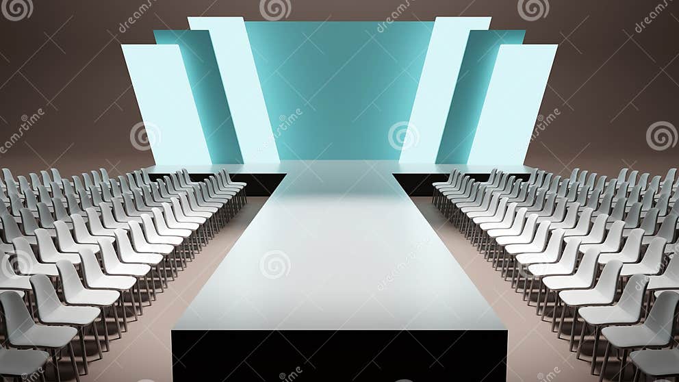 3d Rendering of Catwalk Fashion Empty Runway with Modern Pattern ...