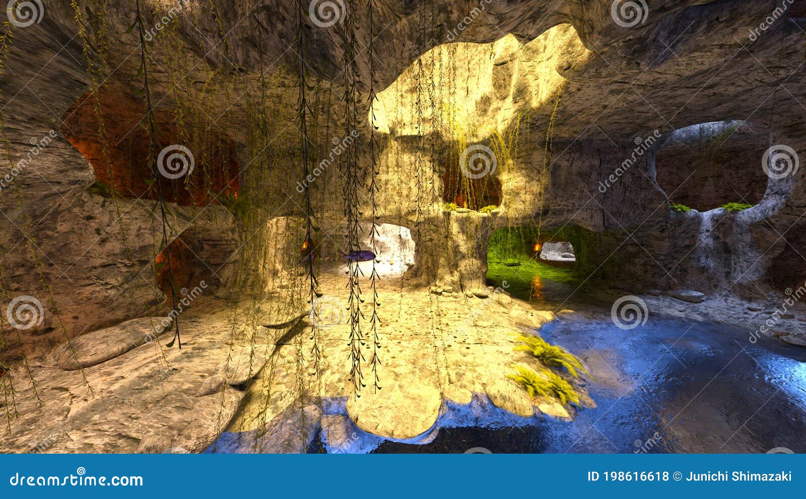 3D Rendering of in the Cave Stock Illustration - Illustration of ...