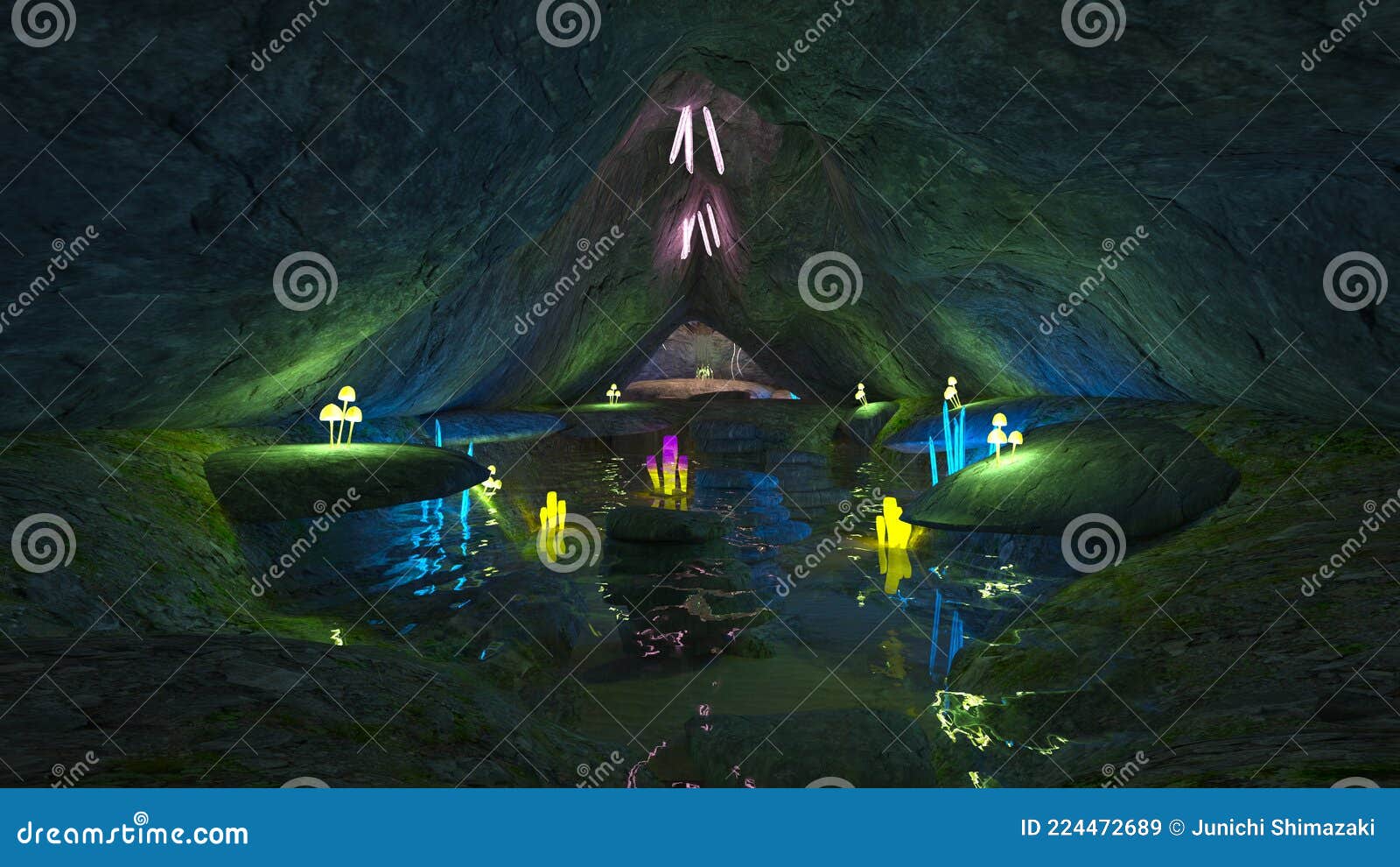 3D Rendering of in the Cave Stock Illustration - Illustration of ...