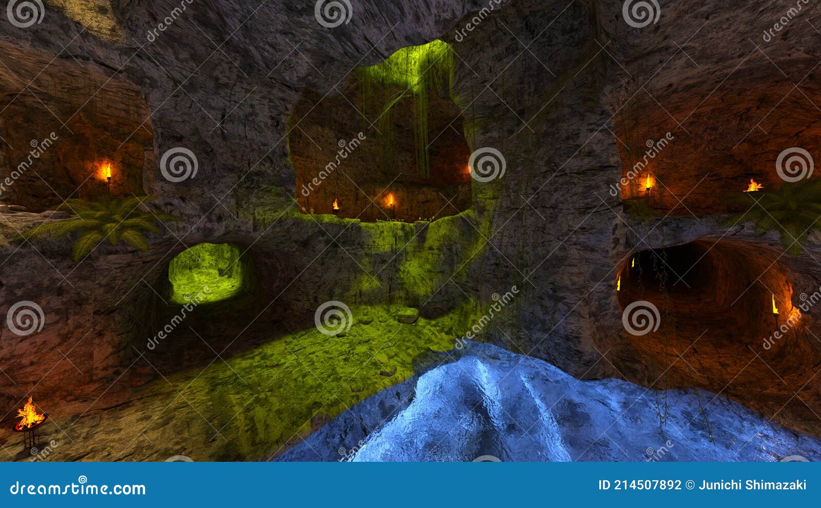 3D Rendering of in the Cave Stock Illustration - Illustration of ...
