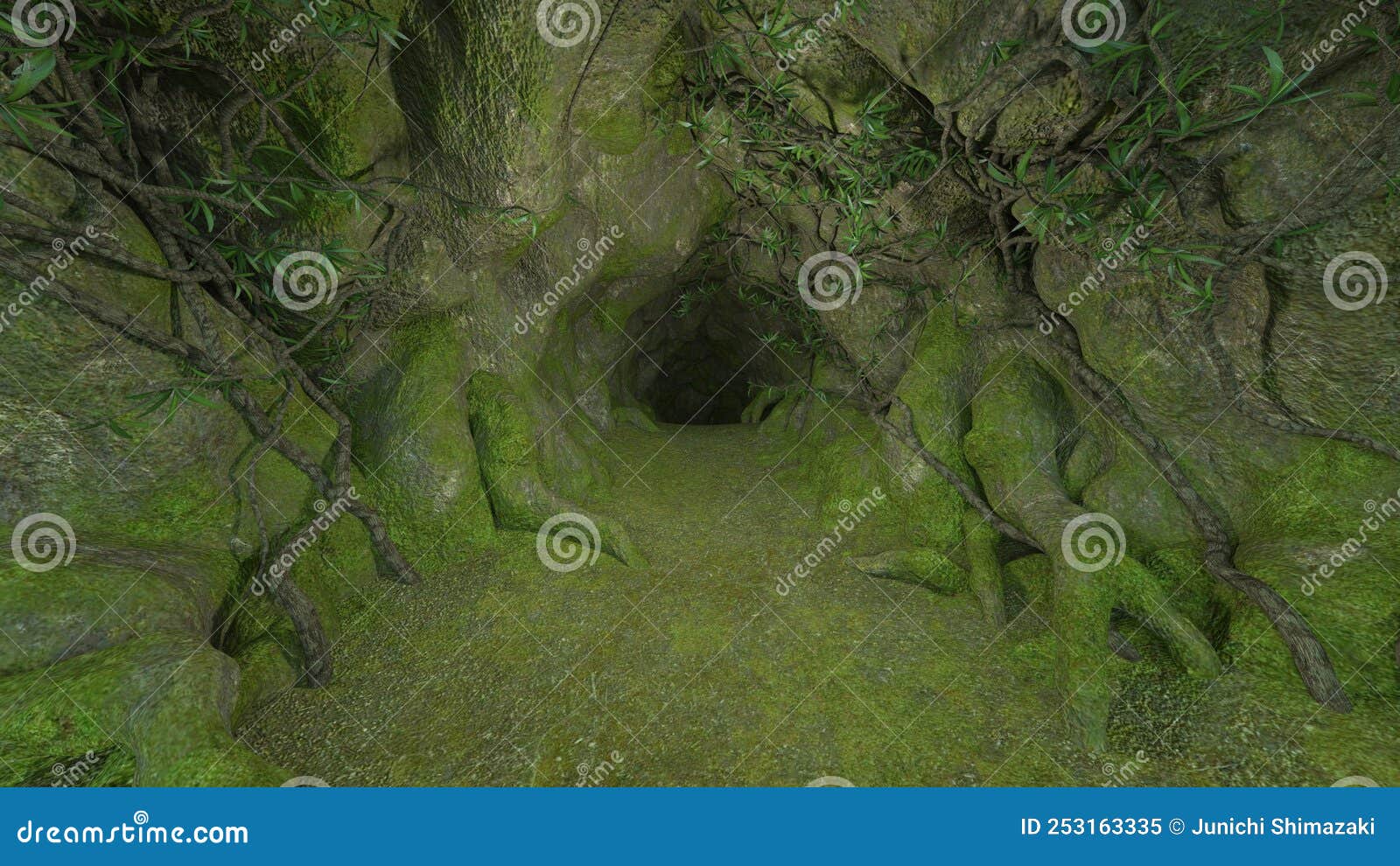 3D Rendering of the Cave in Tree Roots Stock Illustration ...