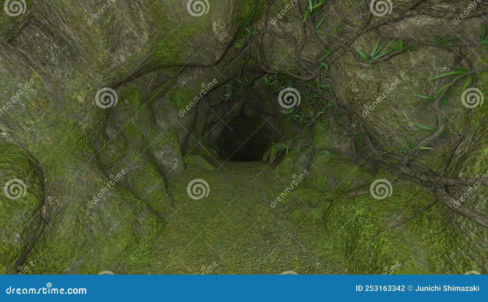 3D Rendering of the Cave in Tree Roots Stock Illustration ...