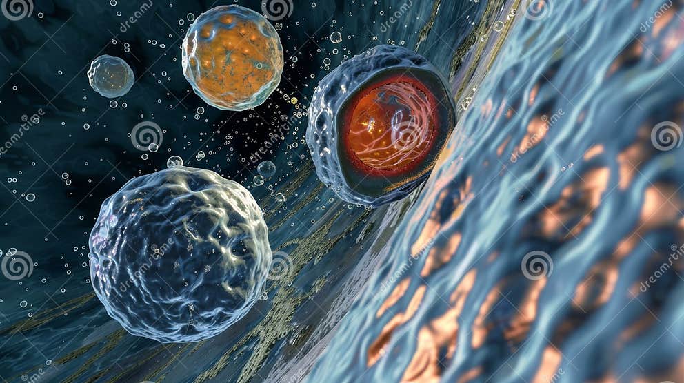 A 3D Rendering of a Cell Undergoing Apoptosis, with Programmed Cell ...